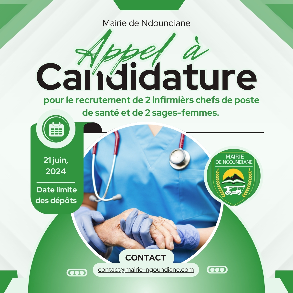 Appel à candidature pour le recrutement de 2 infirmièrs chefs de poste ...